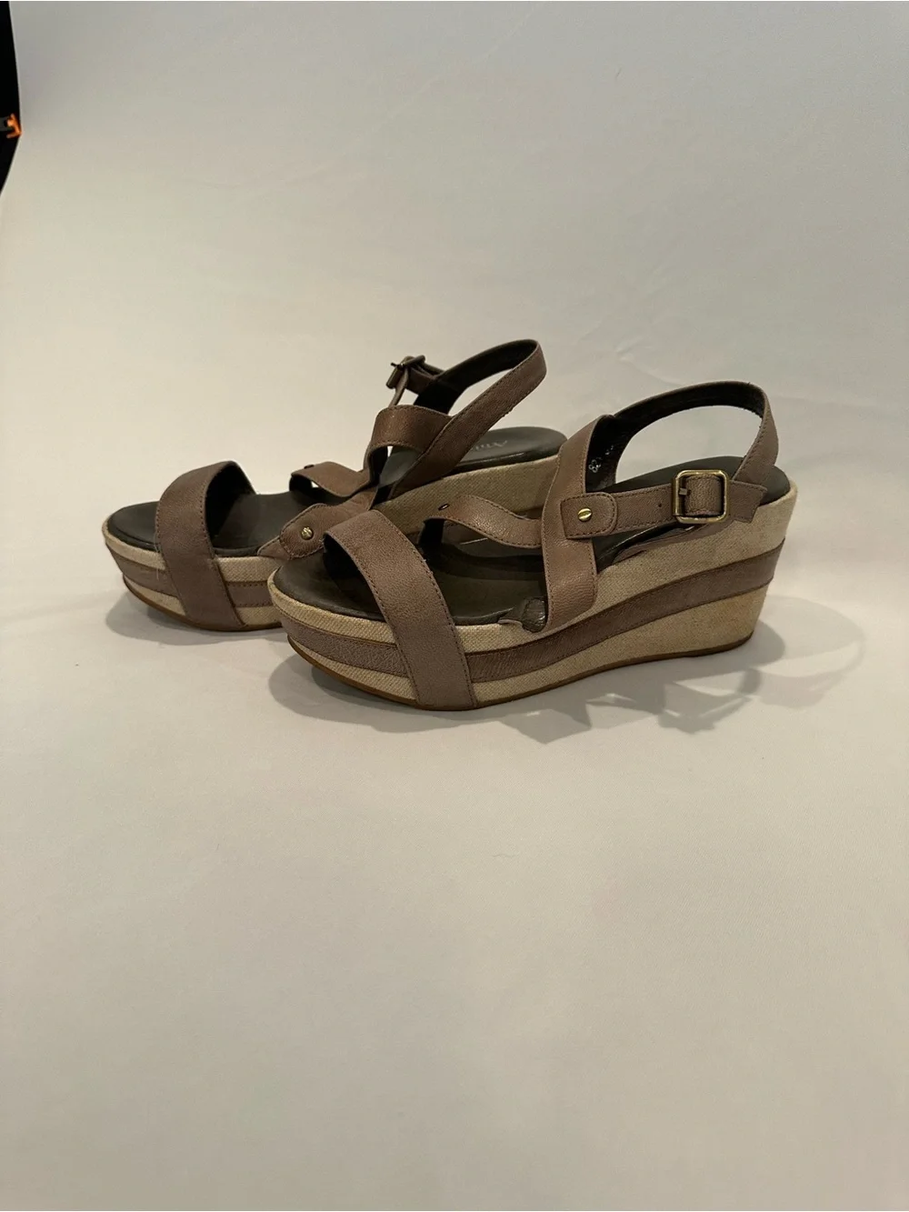 Antelope | Shoes | Antelope Taupe And Cream Platform Wedge Sandals ...